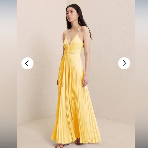 A.L.C. | Dresses | Alc Yellow Aries Pleated Cutout Gown | Poshmark